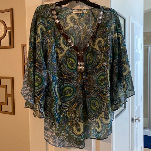 Studio | Tops | Multi Colored Top With Jewel Accents | Poshmark